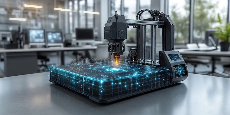 High-tech 3D Printer Creating Intricate Designs in a Modern Office ...