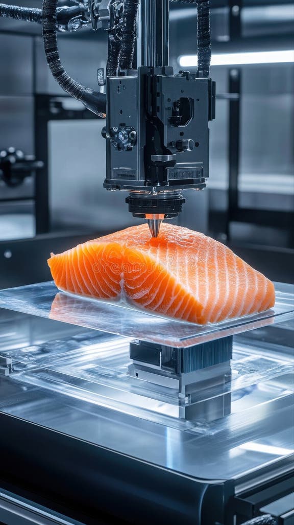 High-tech 3D Printer Creating Precise Salmon Fillet Layers in Modern ...