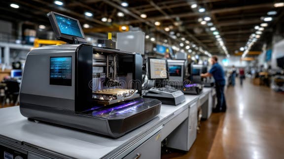 A High-tech 3D Printer Operates in a Modern Industrial Lab, Producing ...