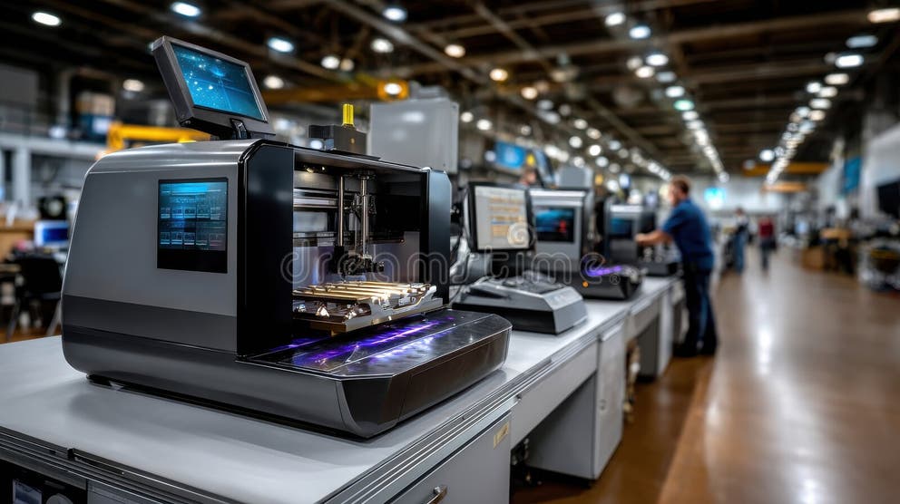 A High-tech 3D Printer Operates in a Modern Industrial Lab, Producing ...