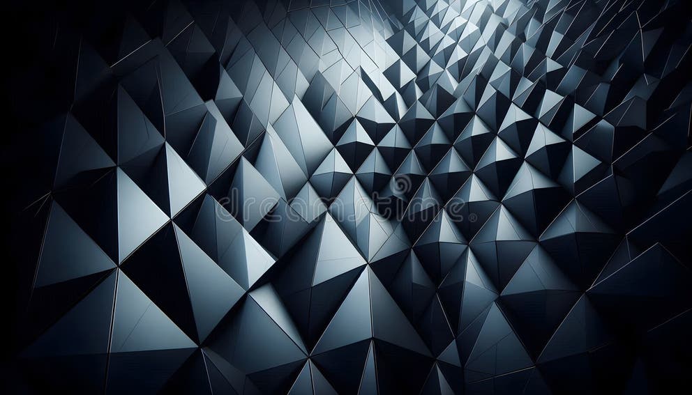 High-tech 3D Render Featuring a Geometric Triangle-patterned Wall with ...
