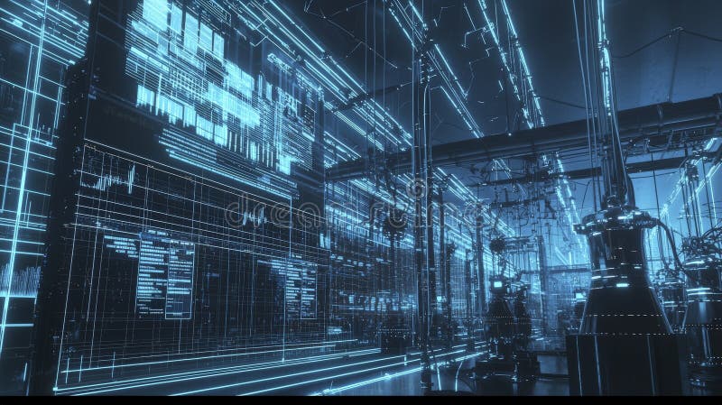 High-tech 3d Visualization of Energy Stock Market Infrastructure and ...