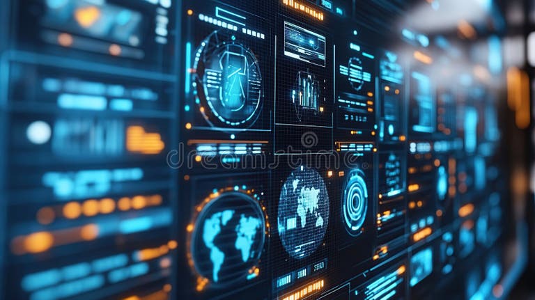 High-tech Dashboard Displays Multiple Data Visualizations, Including ...