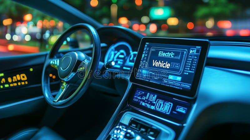 High Tech Dashboard of Electric Vehicle Showcasing Modern Design and ...