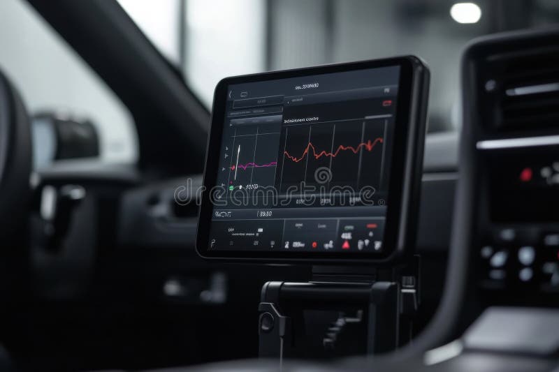 Detailed Dashboard Display with Graphs and Indicators in a Modern ...