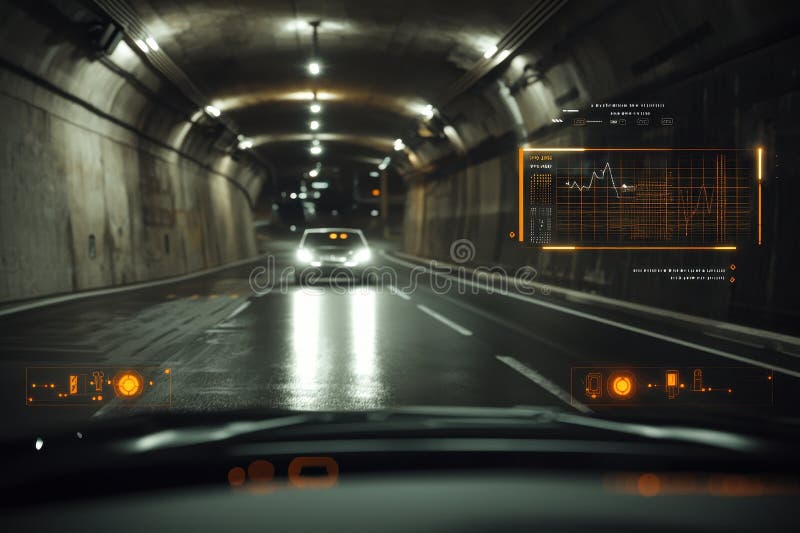 High-Tech Dashboard with Real-Time AI Insights in Modern Vehicle Tunnel ...