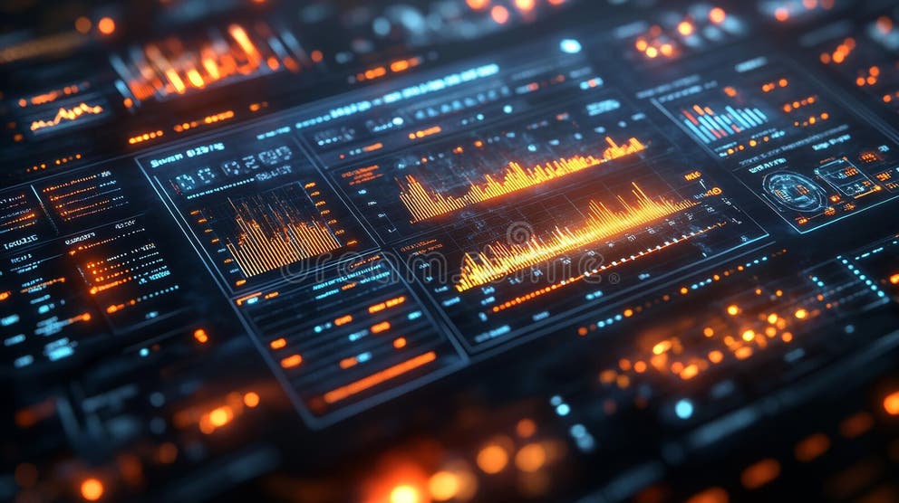 High-tech Data Analysis Dashboard - Generative Ai Stock Illustration - Illustration of digital ...