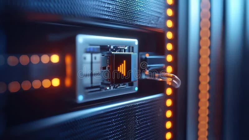 High-Tech Data Center with Advanced Circuitry and LED Indicators for ...