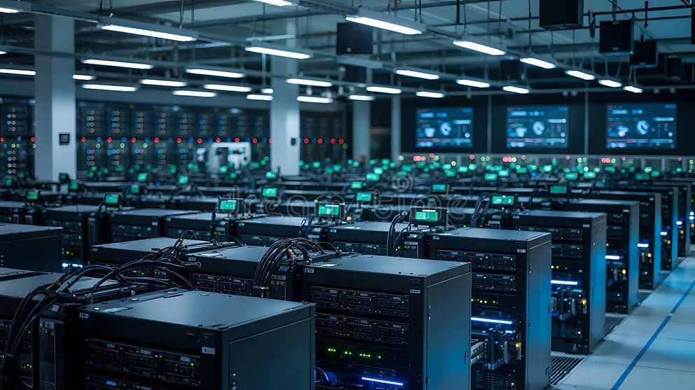 High-tech Data Center with Advanced Servers, Glowing Lights, and ...