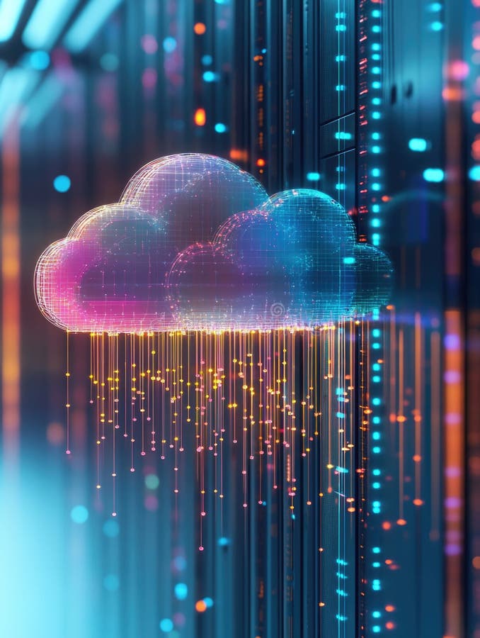 High-Tech Data Center with Cloud Computing Stock Photo - Image of ...