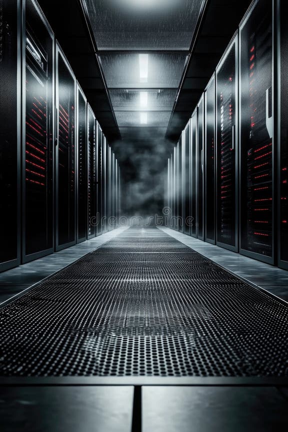 High-tech Data Center Corridor with Advanced Server Racks and Cooling ...