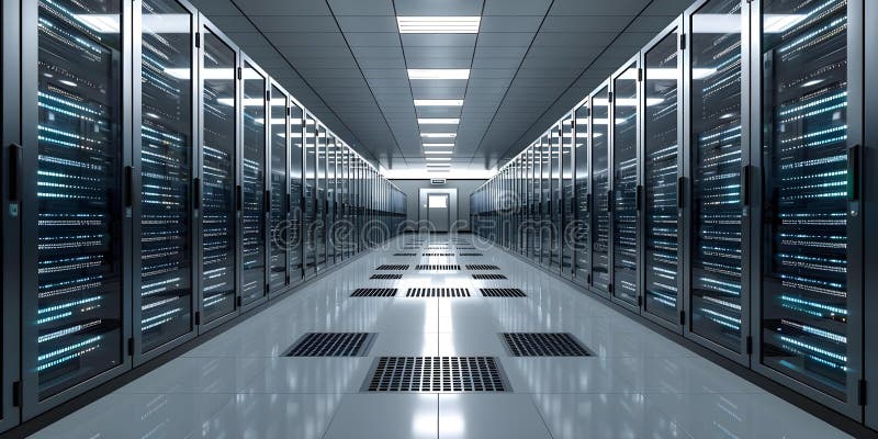 High-tech Data Center Equipped with Modern Computer Technology. Concept ...