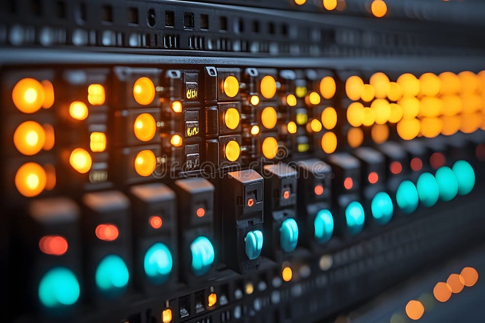 Modern Data Center with LED Indicators and Control Panels for it ...