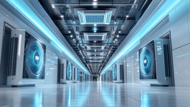 High-tech Data Center Featuring Advanced Cooling Systems and ...