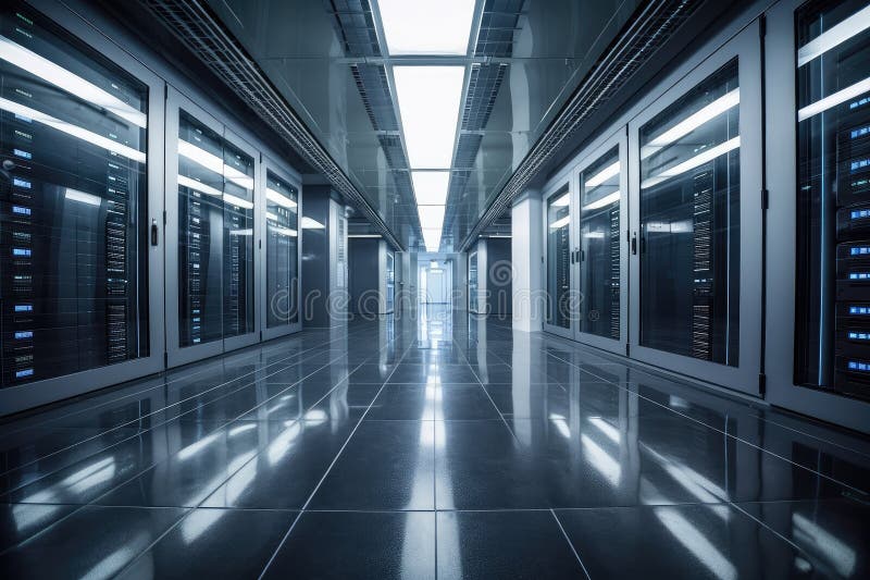 High-tech Data Center with Futuristic Decor and Sleek Technology Stock ...
