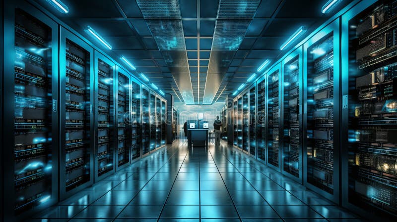 High-tech Data Center with Glowing Server Racks in a Modern Facility at ...