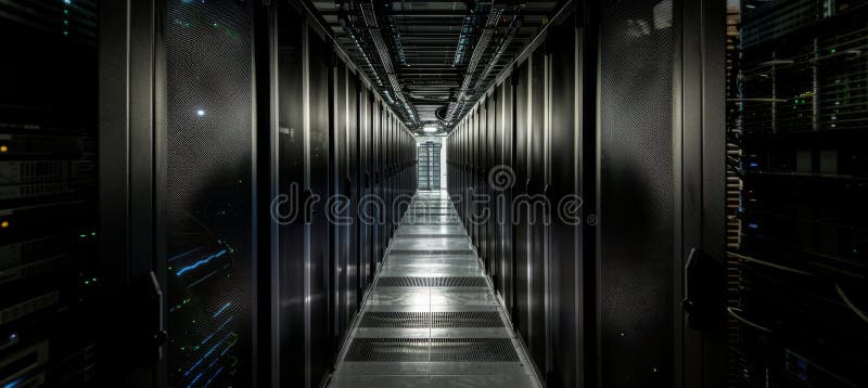 High-tech Data Center with Rows of Server Racks and Advanced Technology ...