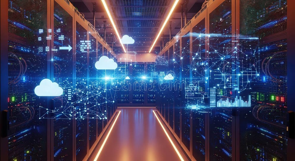 Futuristic Cloud Computing and Data Center Infrastructure Cloud Data Server Data Storage Cloud ...