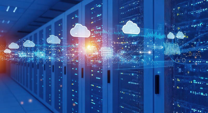 Futuristic Cloud Computing and Data Center Infrastructure Cloud Data Server Data Storage Cloud ...