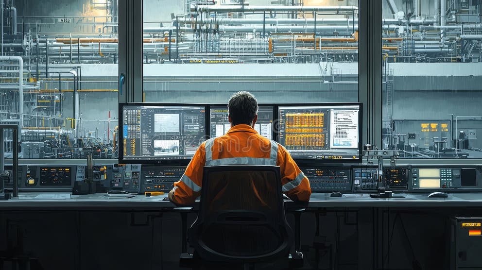 High-Tech Data Center Server Operations: it Specialist Managing a Computer Displaying Big Data ...