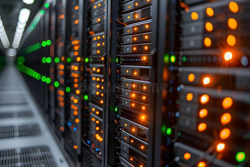 High-Tech Data Center Server Room with Blinking LED Lights Generative ... High-Tech Data Center Server Room with Blinking LED Lights Generative ...