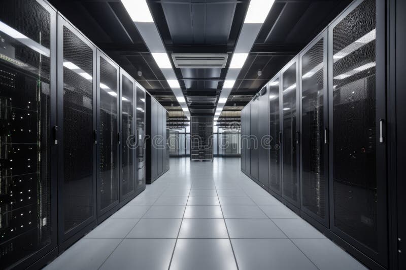 High-tech Data Center, with Servers and Other Hardware in Sleek ...