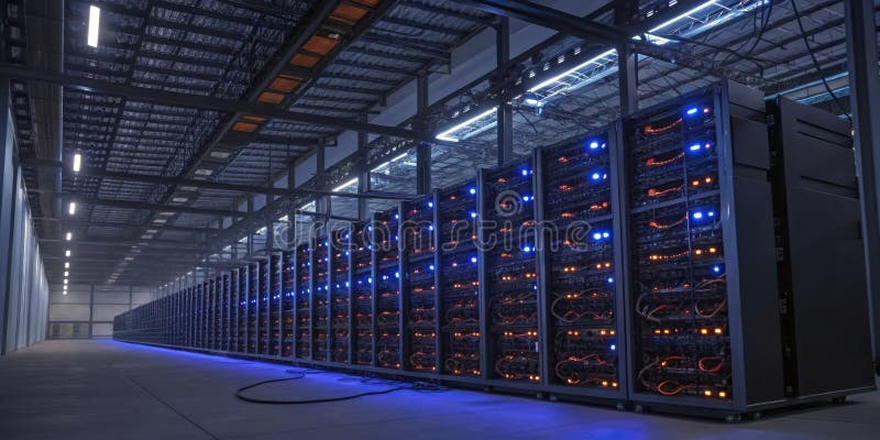 Rows Led Lit Servers High Tech Data Center Stock Photos - Free ...