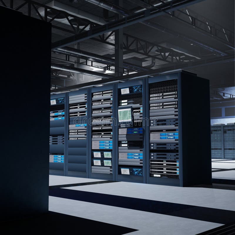 High Tech Data Center Supporting AI Processing, 3D Rendering Stock ...