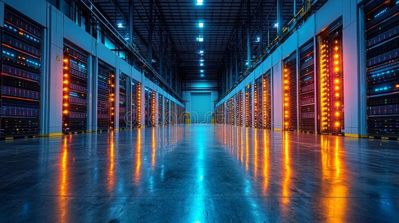 High-tech Data Center Unit Housed Inside an Open-door White Container ...