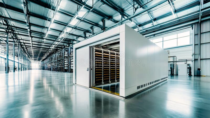 A High-tech Data Center Unit Housed Inside an Open-door White Container ...