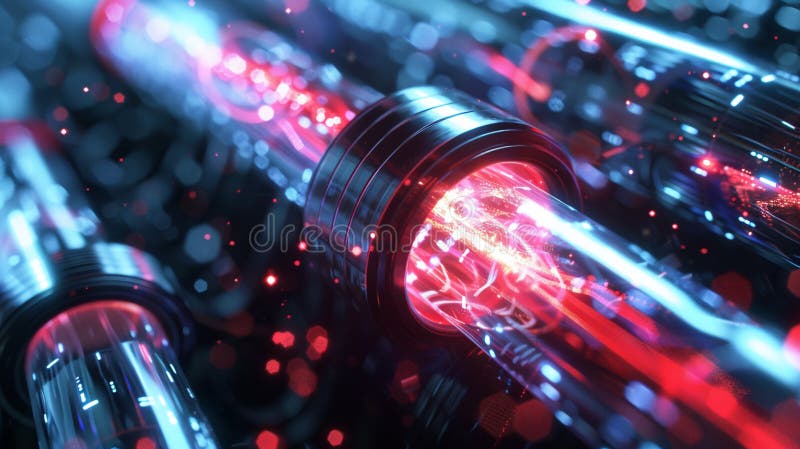 Abstract Red Blue Neon Tubes Futuristic Energy Flow Art Glow Light ...