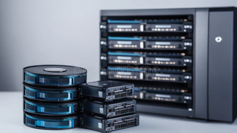 High-tech Data Storage Solution Featuring Stacked Hard Disks and a ...
