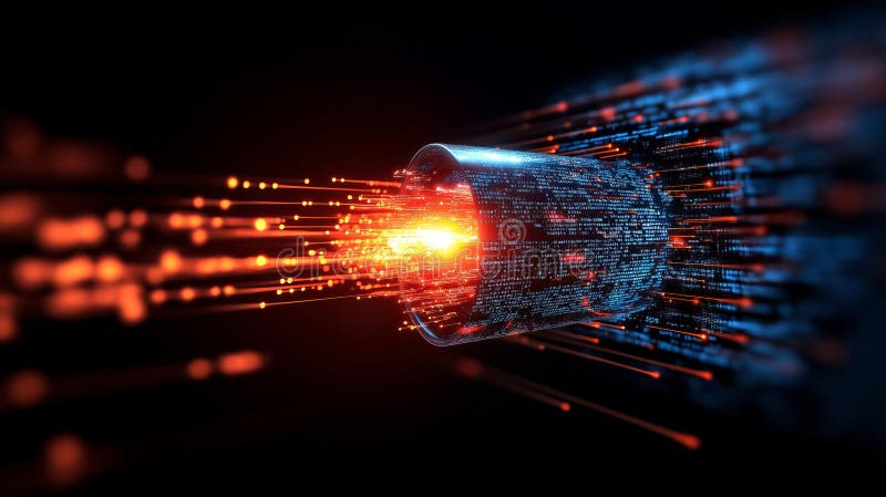 High-tech Data Stream with Vibrant Glowing Details Stock Illustration ...