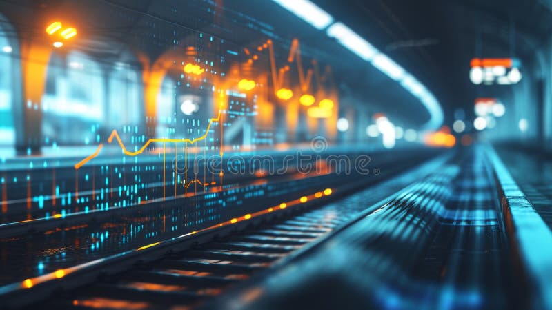 High-tech Data Streams Across Train Tracks in an Underground Metro ...