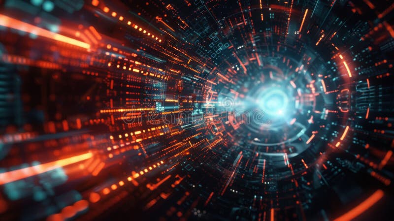 High-tech Data Tunnel with Blue and Red Data Streams Stock Photo ...