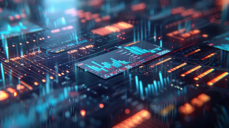 High-tech Data Visualization with Glowing Digital Graphs Stock Photo ...