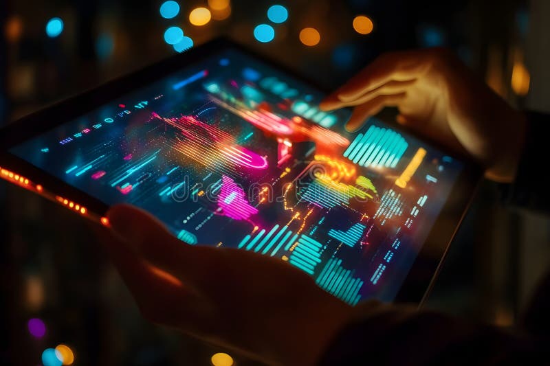 High-Tech Data Visualization on a Tablet with Interactive Features ...