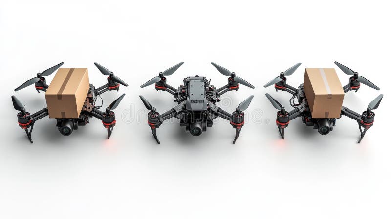 High-Tech Delivery Drones with Packages Generative AI Stock ...