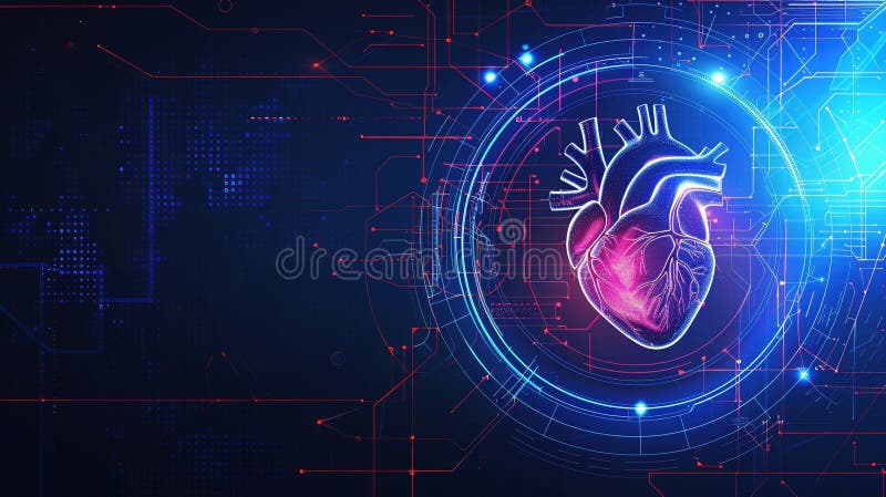 High-tech Depiction of Human Heart in Digital Circuits Image Copy Space ...