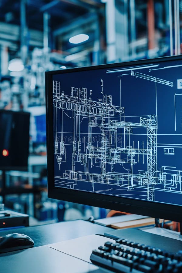 High Tech Desktop Setup With A 3d Cad Rendering Of Power Grid Integration With Renewable Sources
