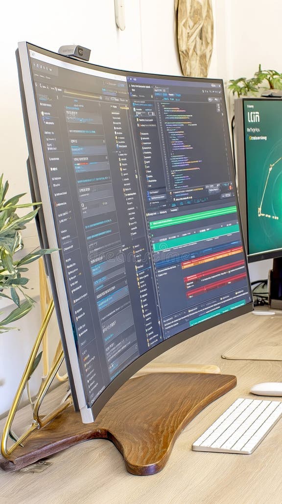 High Tech Development Workstation Showcasing Modern Software Interfaces ...