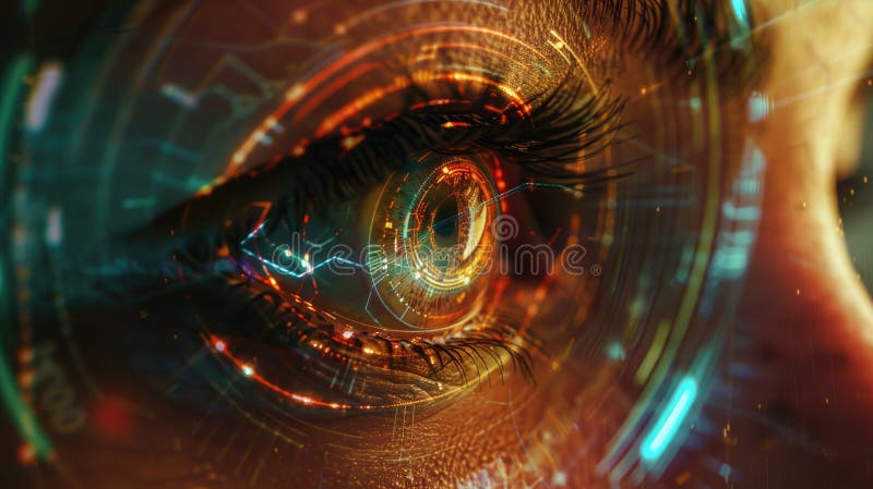 High-tech Device Close-up Displaying a Biometric Scan Overlay on a ...