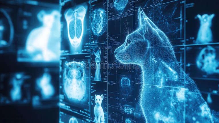 High-tech Diagnostic Backgrounds Showcase Veterinary Scans of Pets with ...