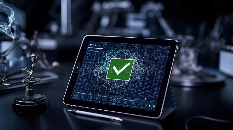 High-tech Digital Approval Notification with Green Checkmark in Modern ...