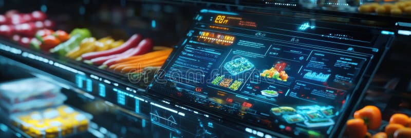 High-tech Digital Assistant Taking a Grocery Order with Neon Glow and ...