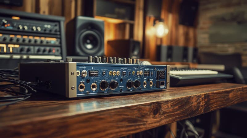 High-tech Digital Audio Interface Setup in a Modern Home Studio ...