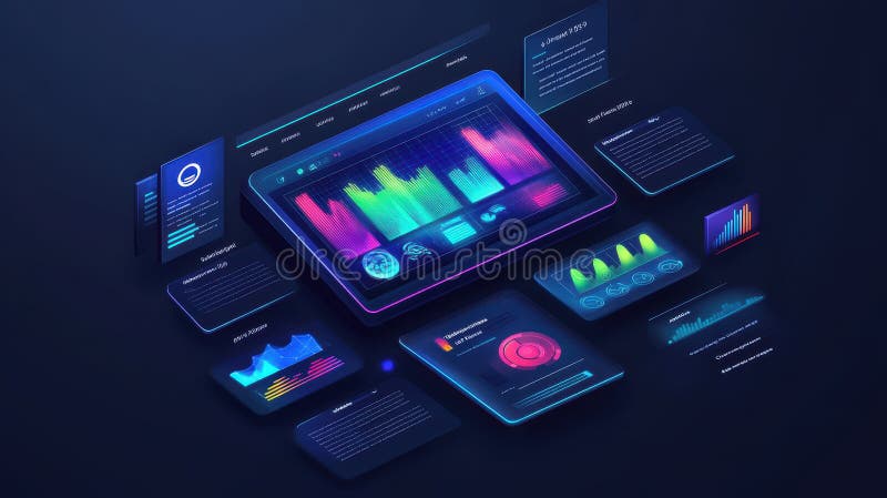 High-Tech Digital Banner with Holographic Marketing Display. Stock ...