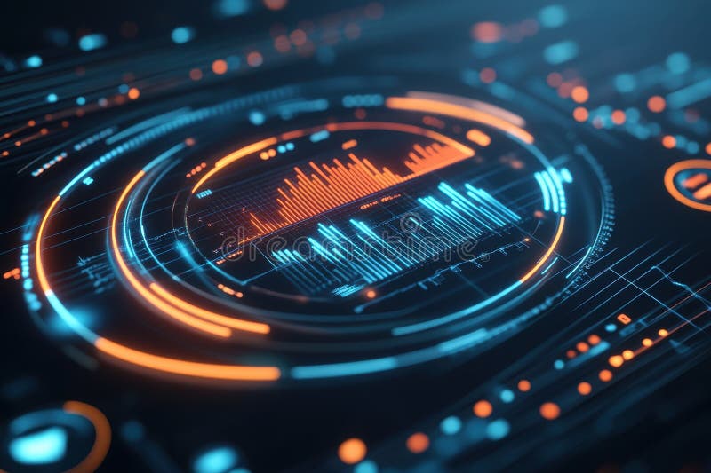 High-Tech Digital Banner with Holographic Marketing Display. Stock ...