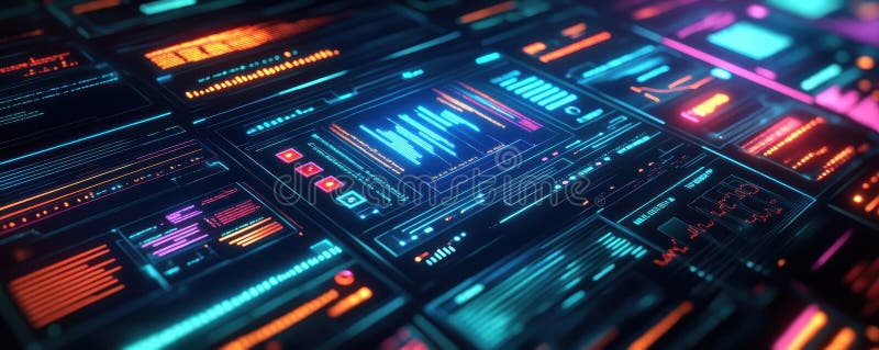 High-Tech Digital Banner with Holographic Marketing Display. Stock ...