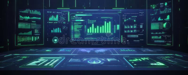 High-Tech Digital Banner with Holographic Marketing Display. Stock ...